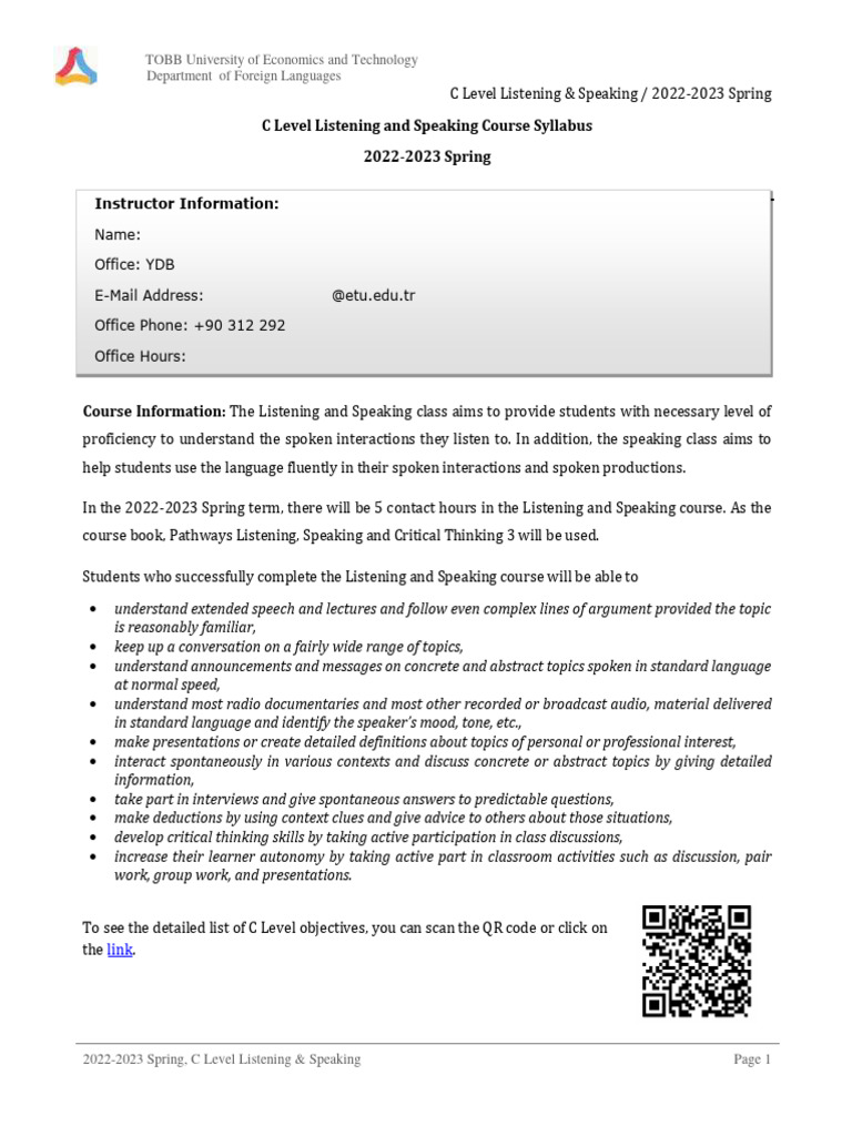 C LS Syllabus | PDF | Learning | Human Communication