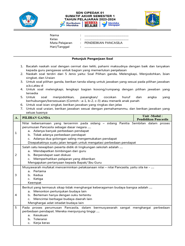 Sas Pendidikan Pancasila | PDF