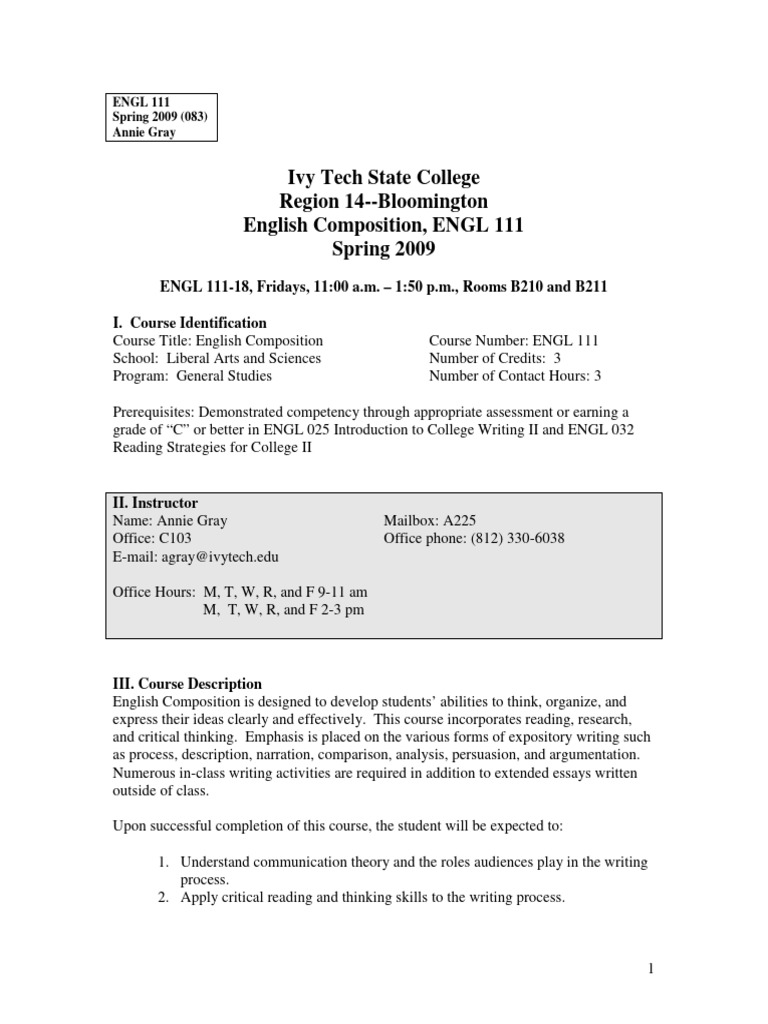 Sample Syllabus English | PDF | Academic Dishonesty | Essays