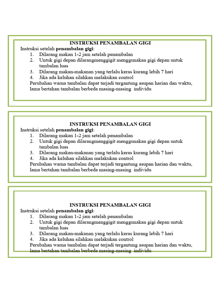 Instruksi Penambalan | PDF