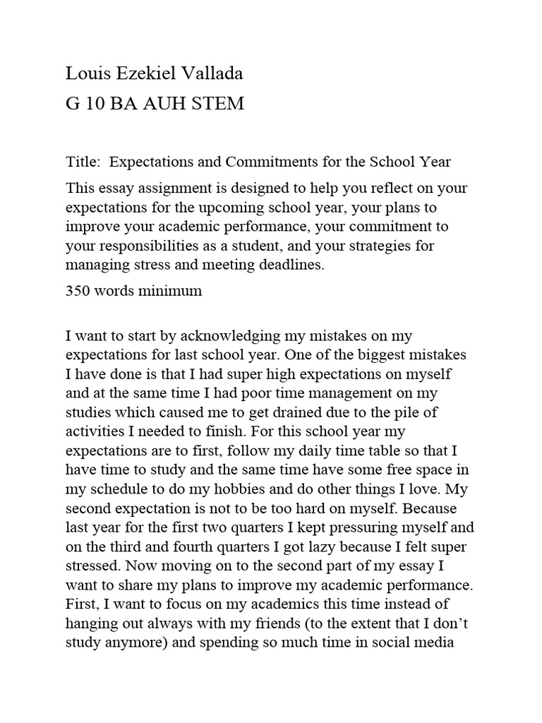 School Year Expectations and Commitments | PDF | Disciplines ...
