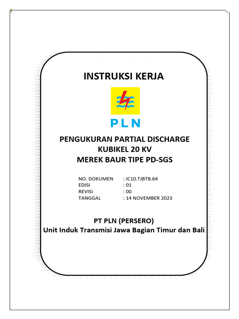 Ic10.Tjbtb.64 Ik Pengukuran PD Kubikel 20 KV Merk Baur Pd-Sgs | PDF