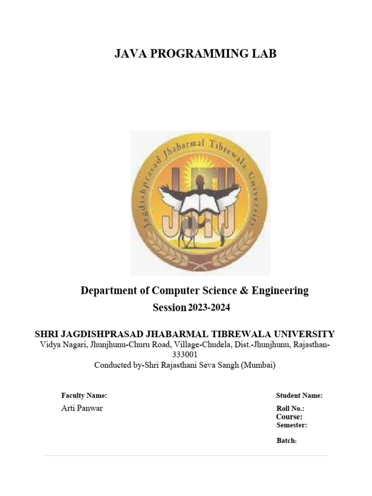 Lab Manual JAVA-1 | PDF Lab Manual JAVA-1 | PDF