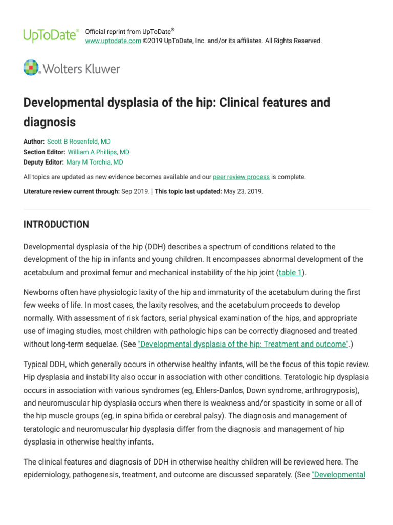02 Developmental Dysplasia of The Hip - Clinical Features and Diagnosis PDF | PDF