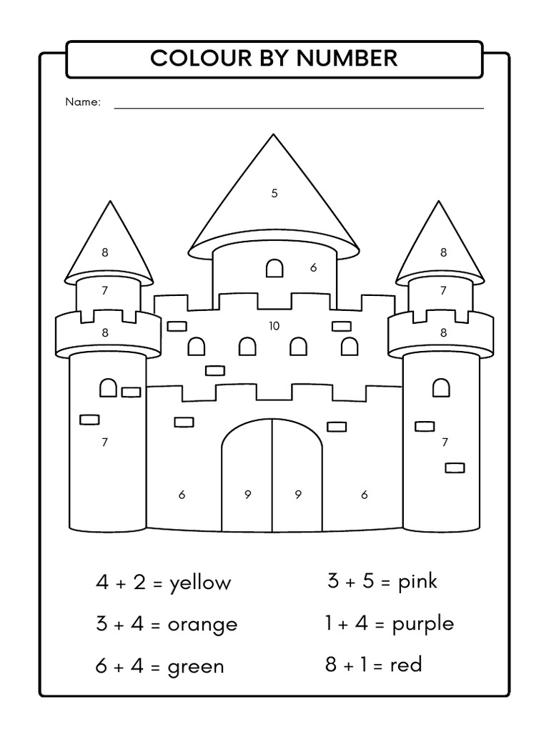 Fairytale Color by Number Worksheet | PDF | Color | Visual Perception
