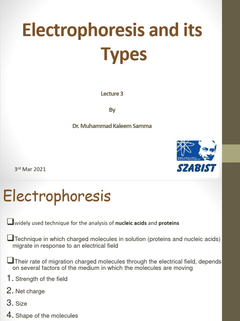 Lecture 3. Electrphoresis and Its Types | PDF | Gel Electrophoresis ... Lecture 3. Electrphoresis and Its Types | PDF | Gel Electrophoresis ...