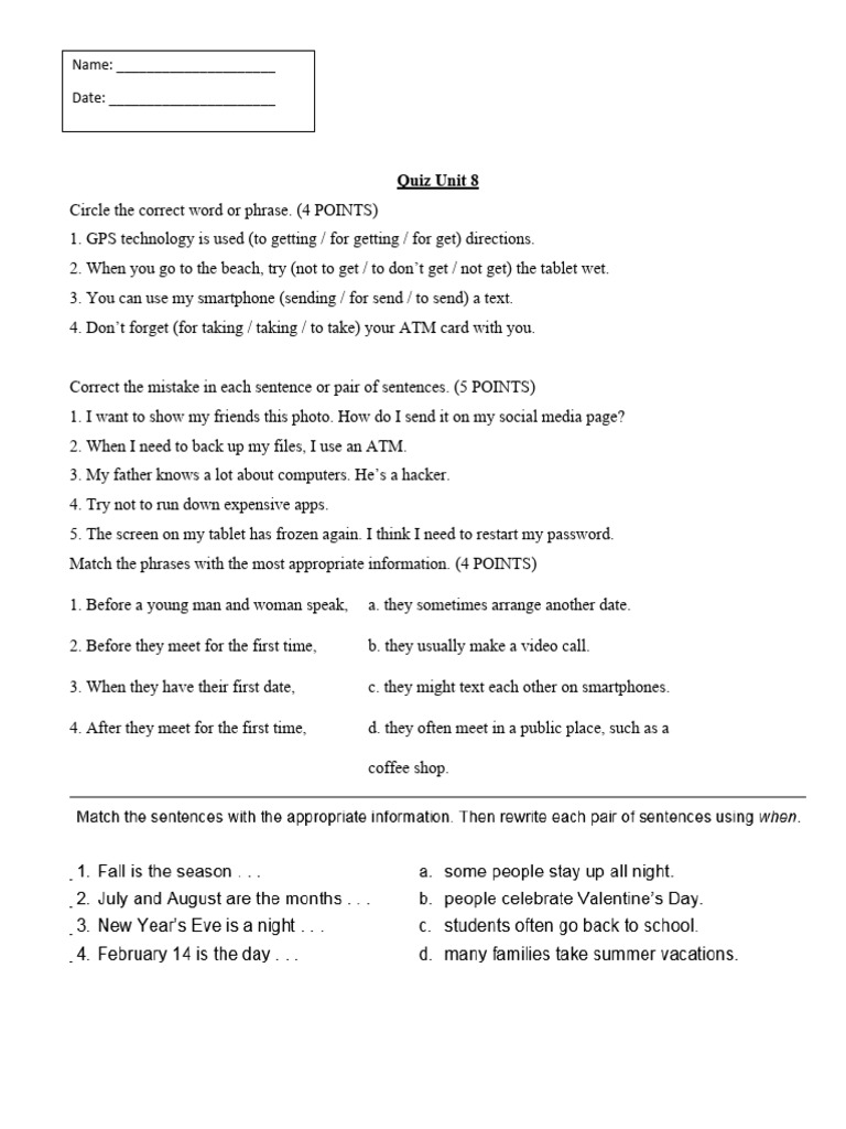 Quiz Unit 8 Pdf
