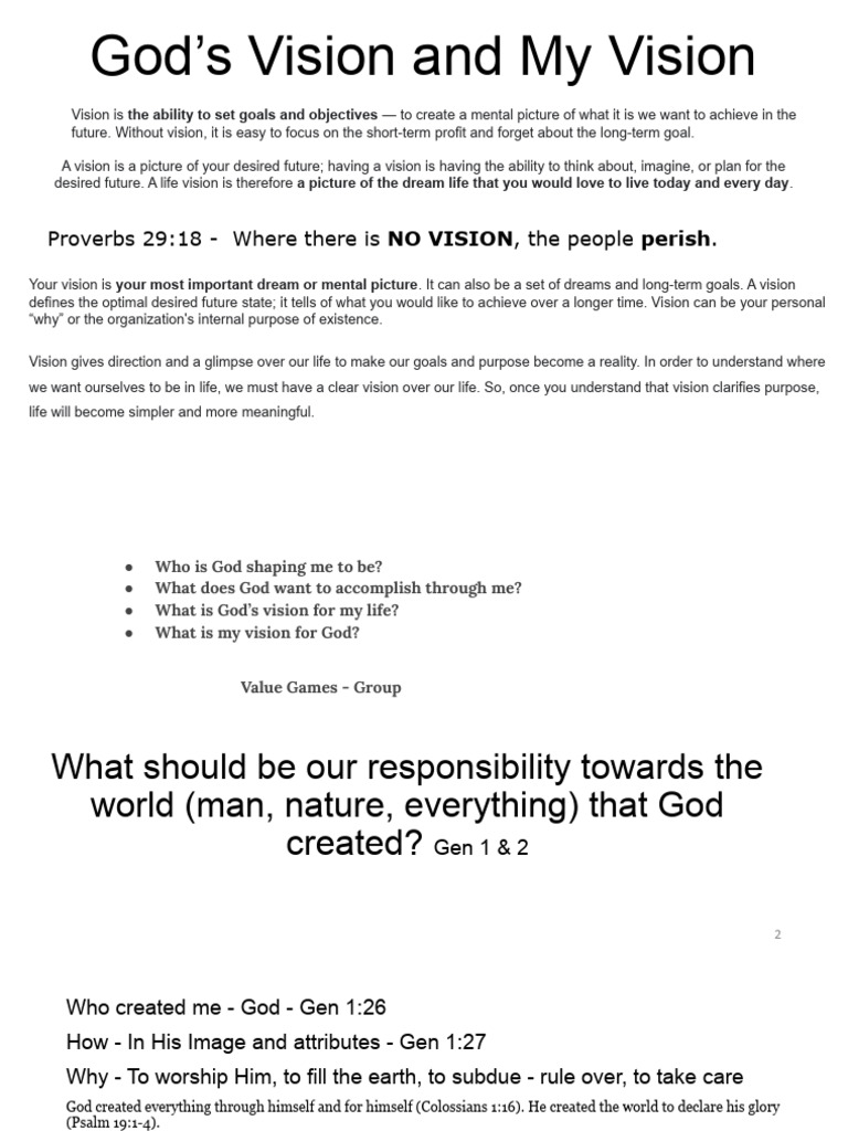 God's Vision and My Vision - Shampa BAroi | PDF | Image Of God | Jesus