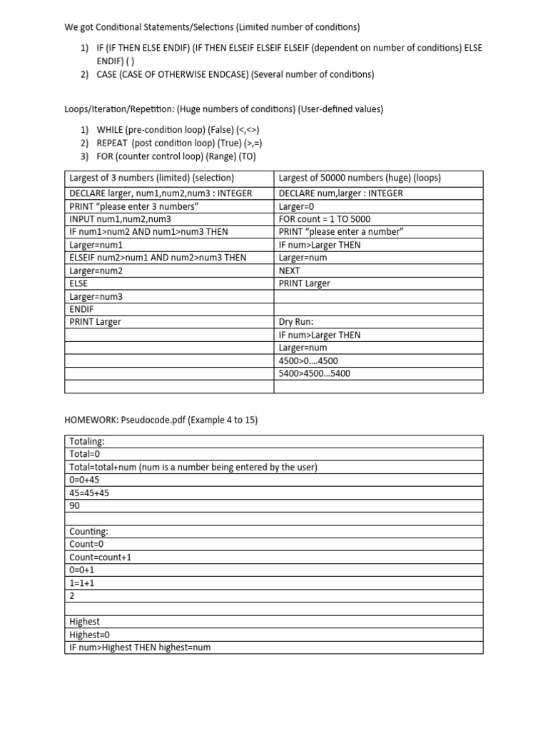 Selection & Loops Revision | PDF | Control Flow | Computer Programming