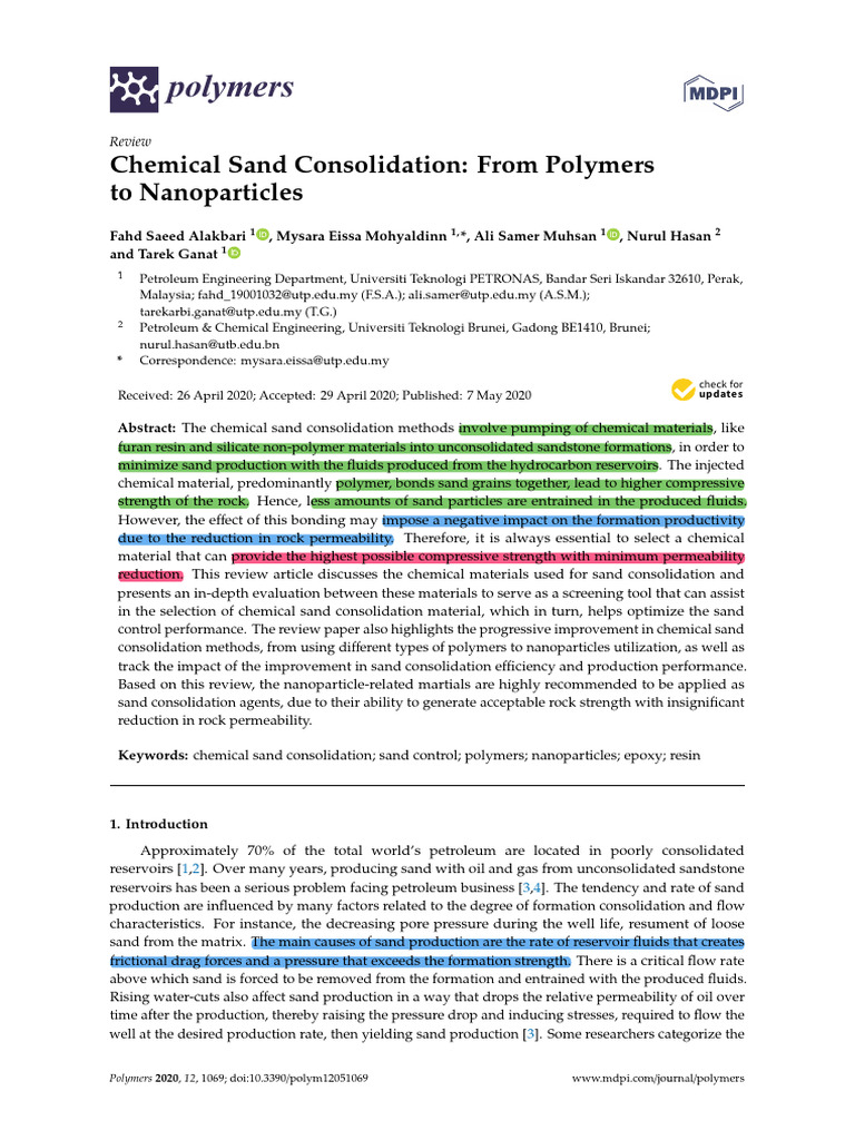 Alakbari Et Al. (2020) Chemical Sand Consolidation From Polymers | PDF ...