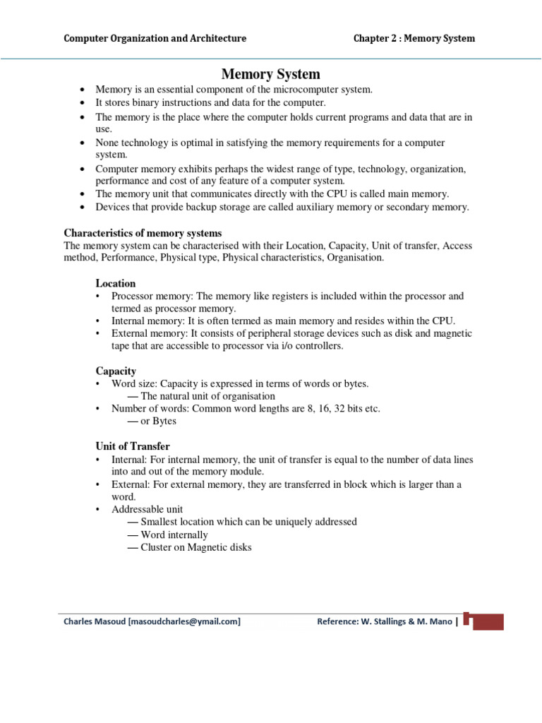 Chapter 2 - Memory-System | PDF | Computer Data Storage | Cpu Cache