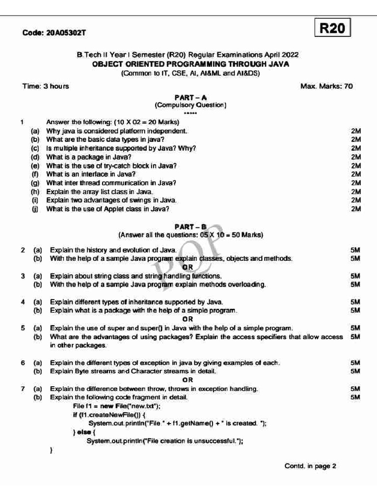 Java Important Questions | PDF