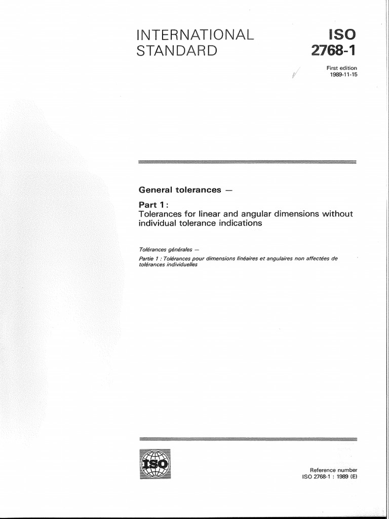 ISO 2768-1 - 1989 - GENERAL TOLERANCES - Linear Angular Dimensions Nao ...