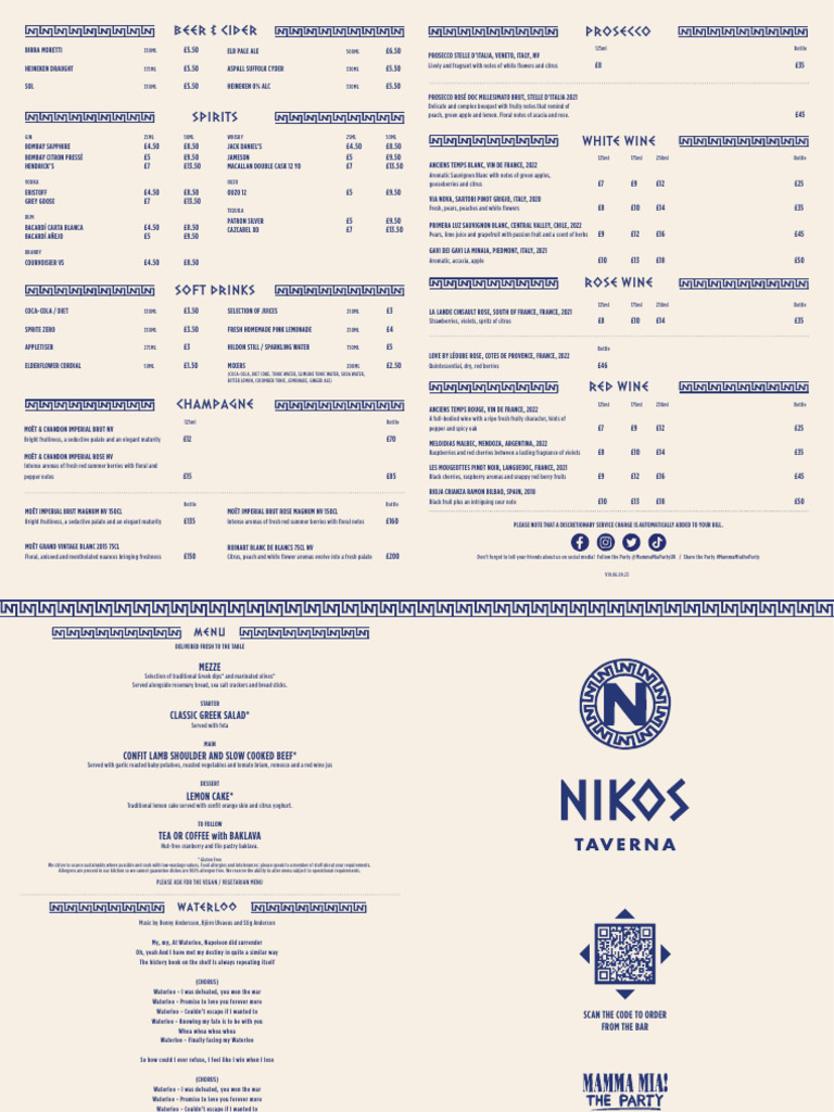 Nikos Taverna Menu 1 | PDF | Soft Drink | Lemonade