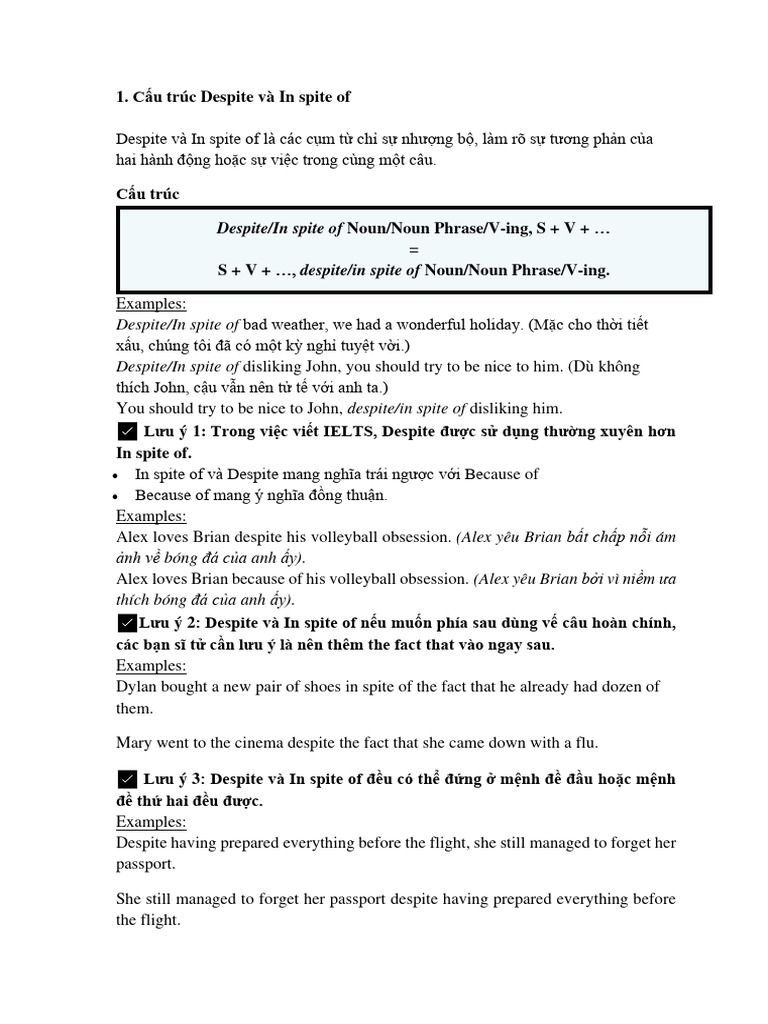 although and despite-đã chuyển đổi | PDF