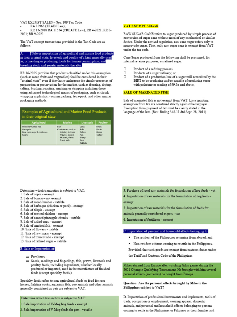 Vat Exempt Sales | PDF | Value Added Tax | Taxes