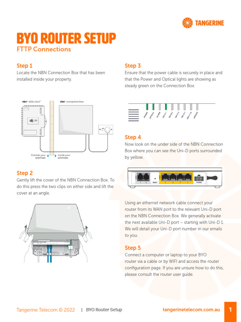 BYO MODEM SETUP - FTTP-Tangerine v2 | PDF | Router (Computing) | Computer Network