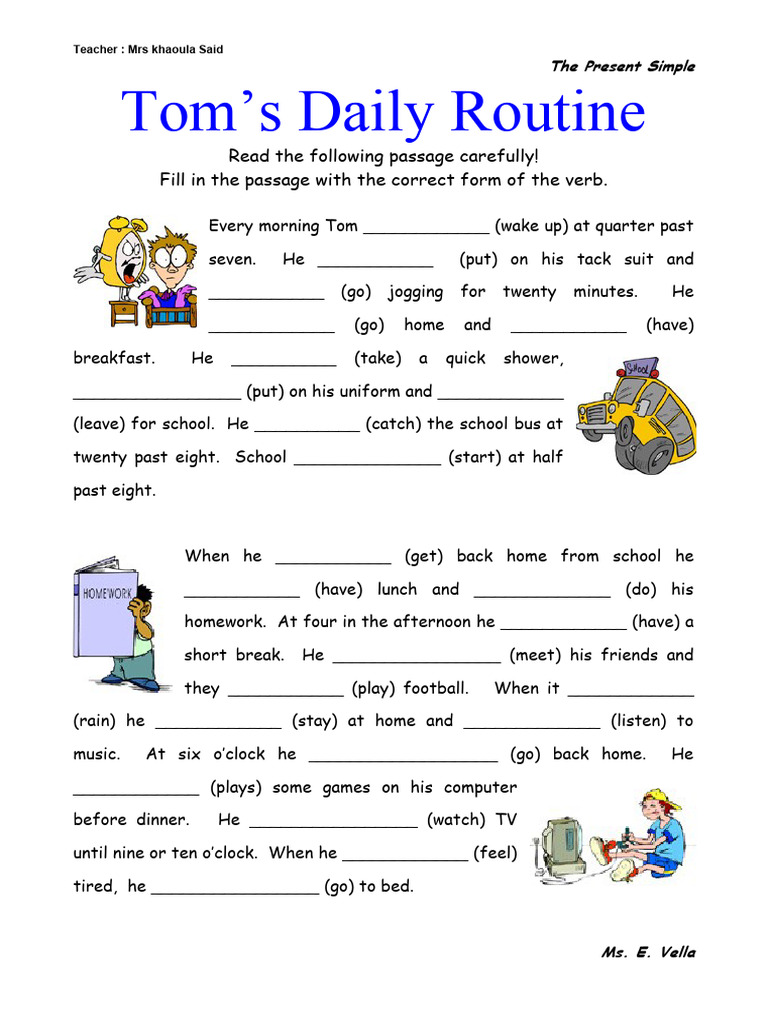 Tom's Daily Routine | PDF | Linguistic Typology | Language Families