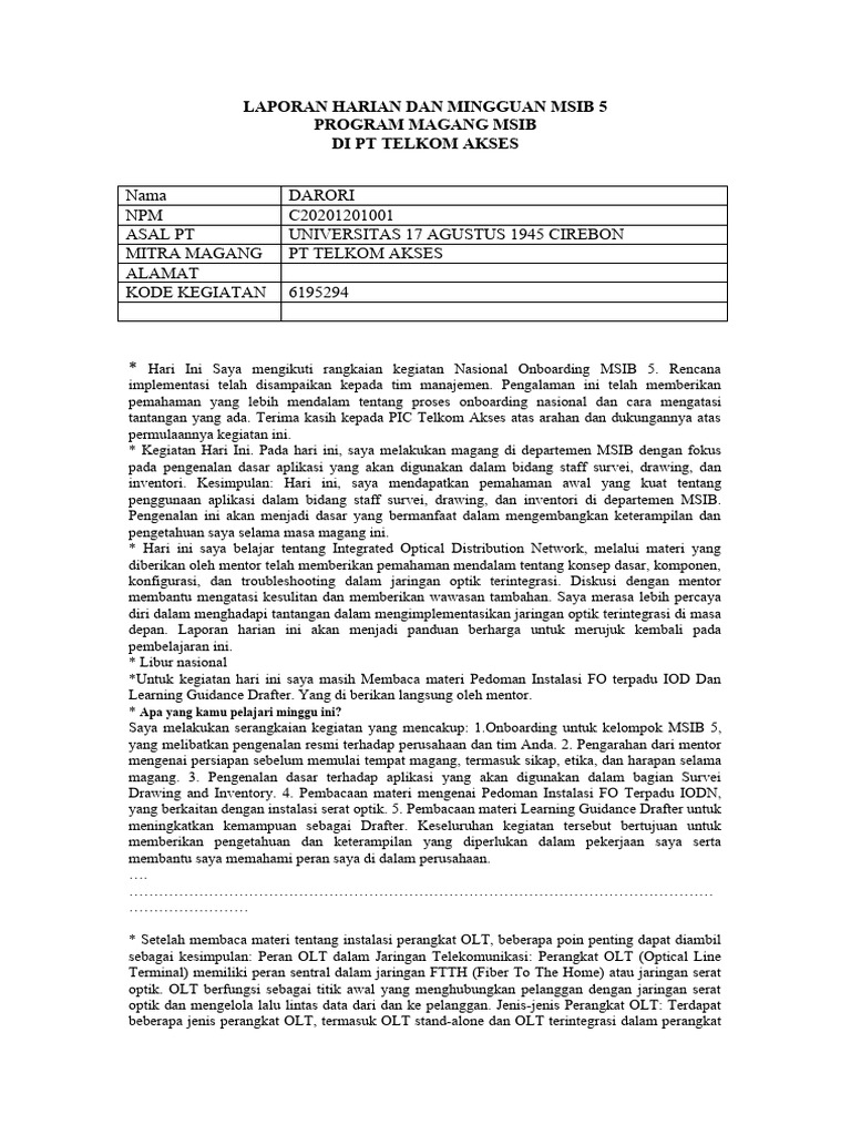 Logbook Msib 5 (Darori) | PDF