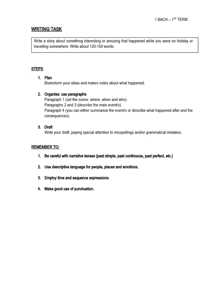 Unit 1 Writing Task 1bach | PDF | Language Arts & Discipline