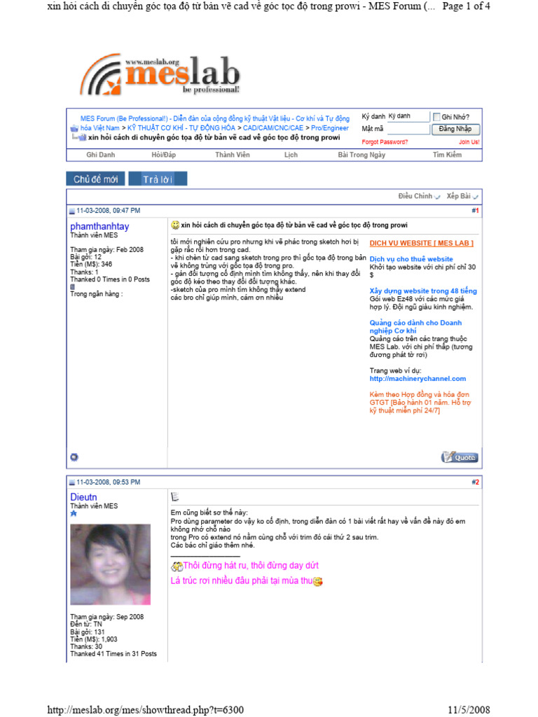 Cach Di Chuyen Goc Toa Do Tu Ban Ve Cad Ve Goc Toa Do Trong Pro | PDF