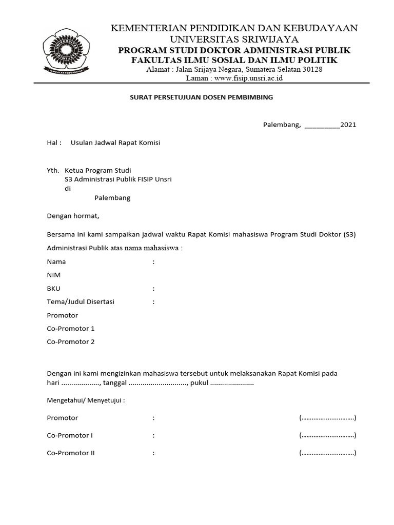 Surat Usulan Seminar Proposal Penelitian Prodi Doktor Administrasi ...