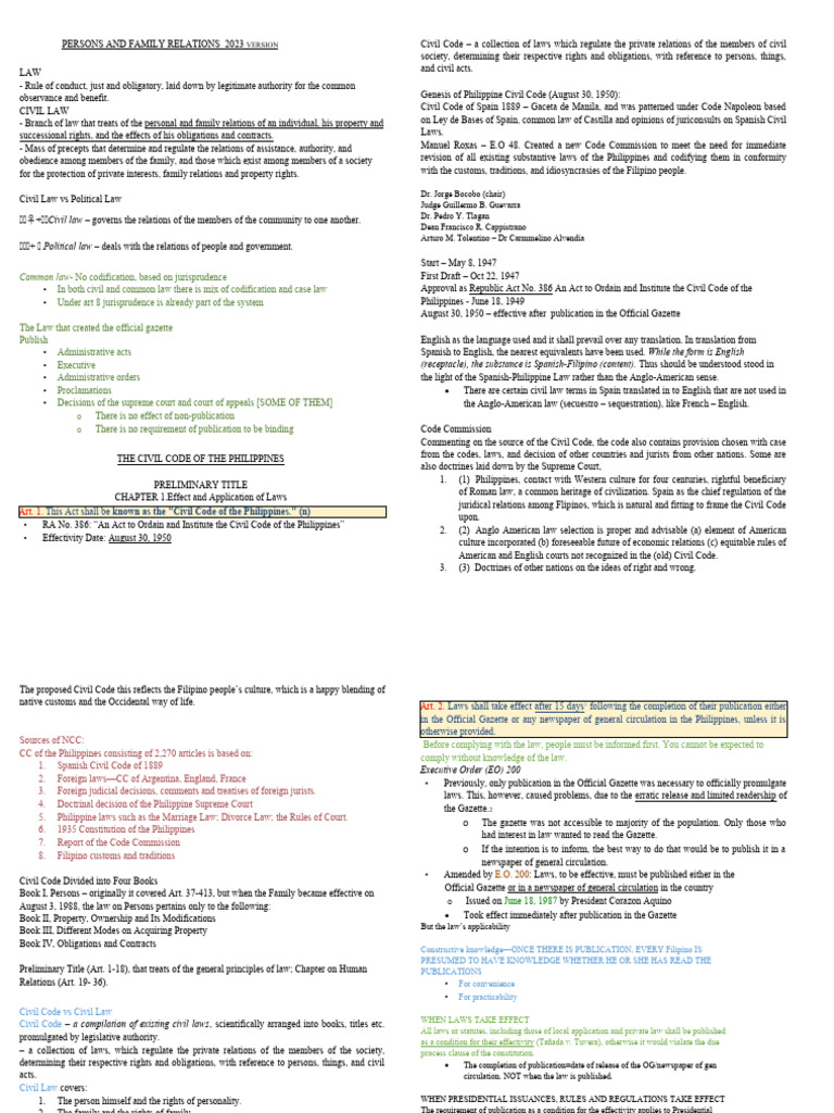 PFR Notes (Editable) | PDF | Civil Law (Legal System) | Common Law