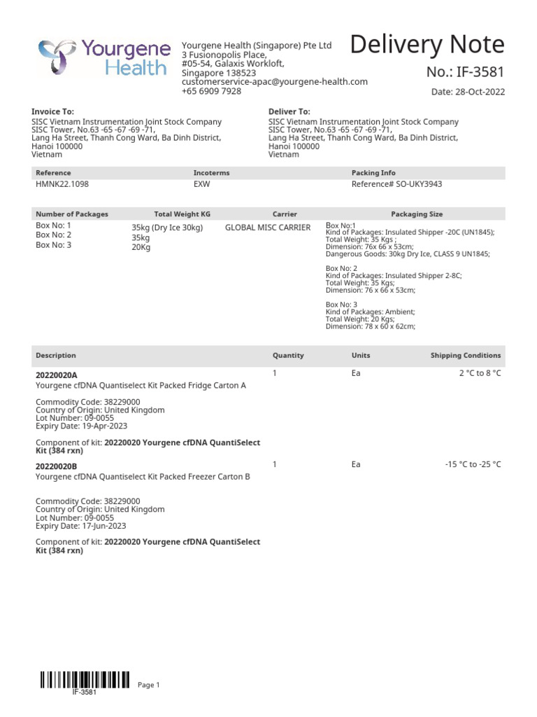 Delivery Note: No.: IF-3581 | Download Free PDF | Freight Transport