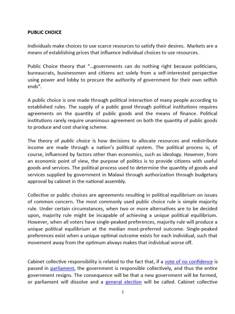 Introduction To Public Choice | PDF | Public Choice | Externality