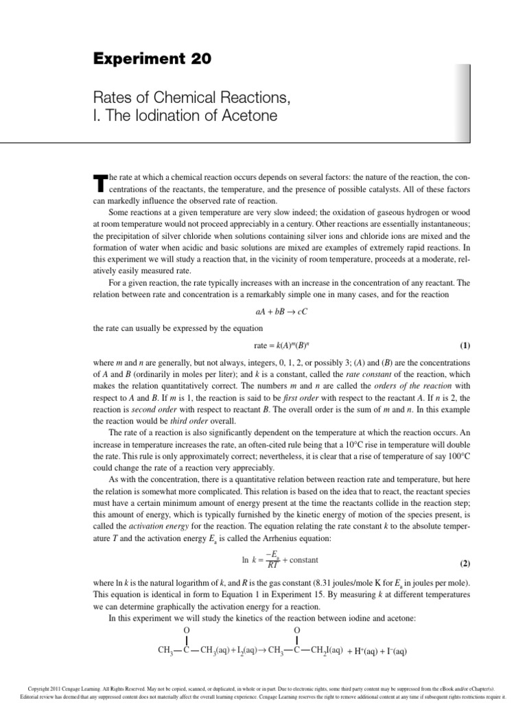 Theory Additional For Experiment 3 | PDF | Reaction Rate | Chemical ...