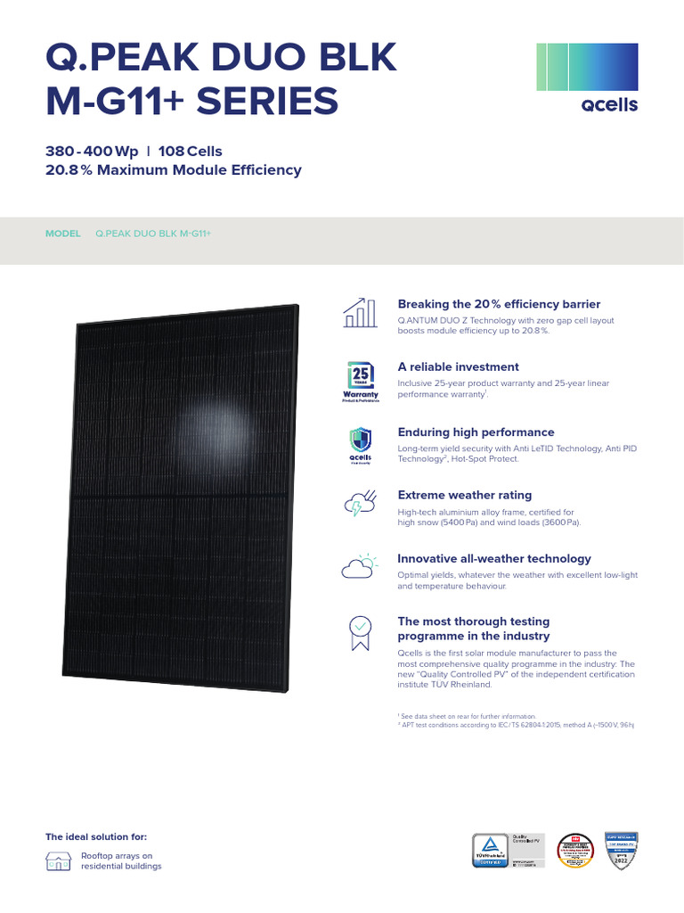 Q.peak Duo BLK M-g11+ Series 380-400 | PDF | Photovoltaics | Solar Panel