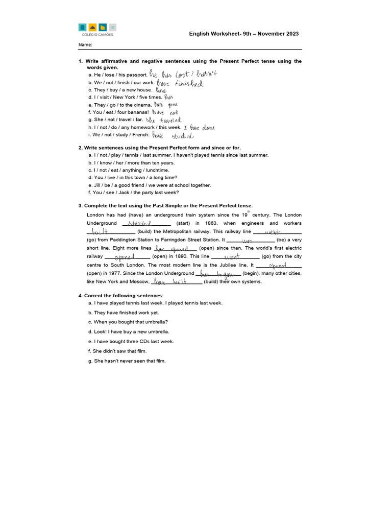 Present Perfect - Past Simple - PP Continuous | PDF | Linguistics | Grammar