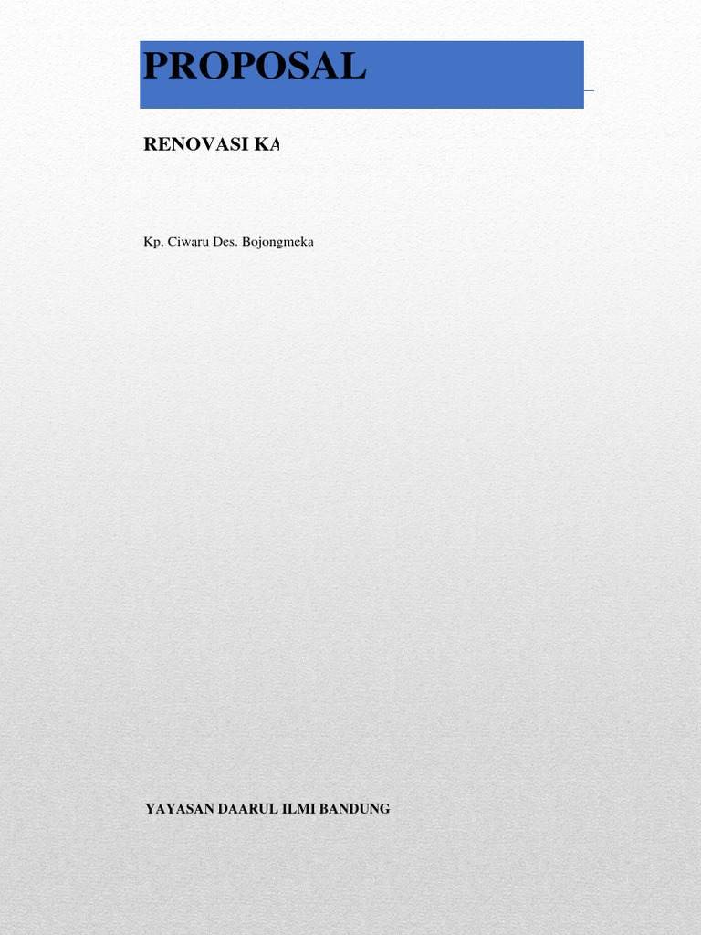 Proposal Rehab Kamar Mandi Masjid Di | PDF