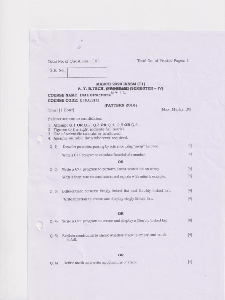 Data Structures - ETUA22182 | PDF