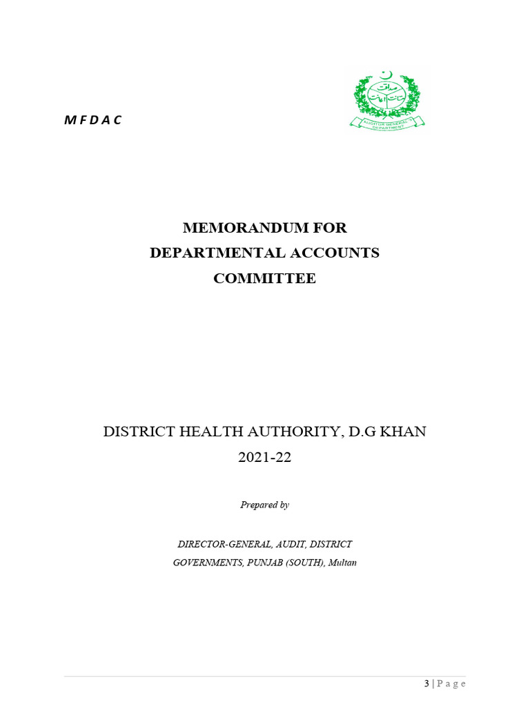 MFDAC Report of DHA D.G Khan | PDF | Cash | Audit