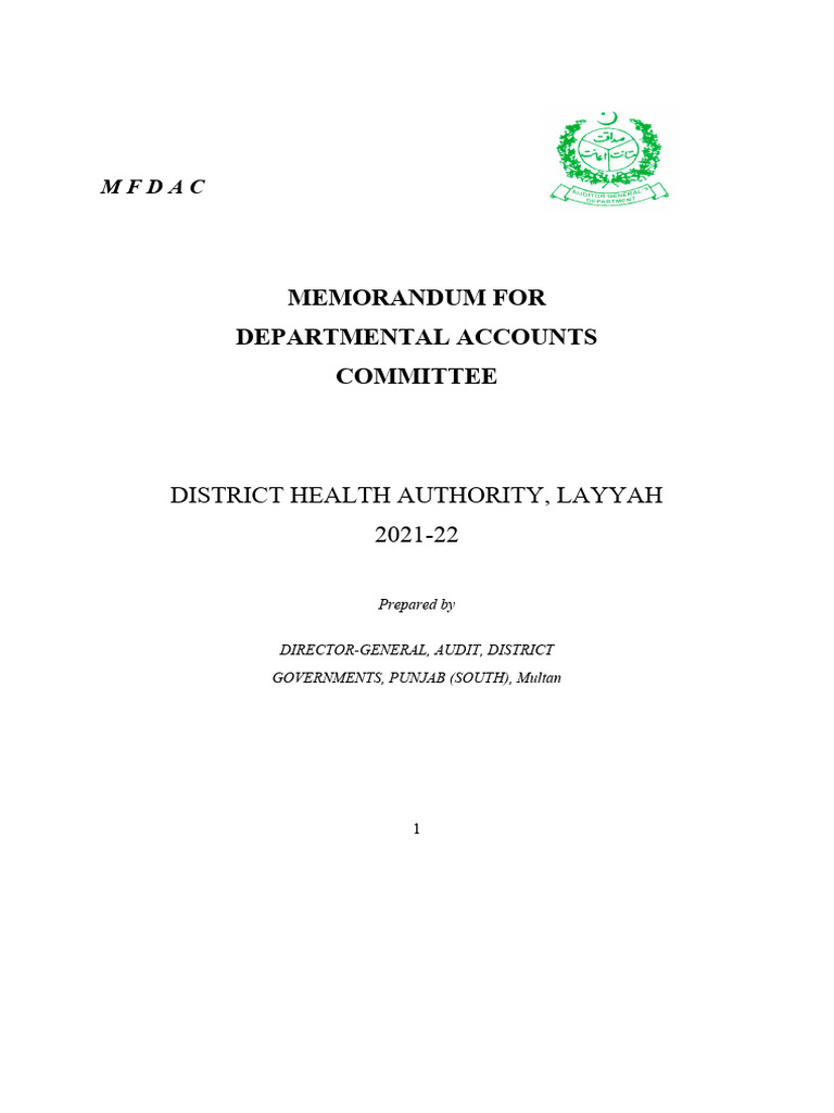 MFDAC Report DHA Layyah 2021-22 | Download Free PDF | Syringe | Audit