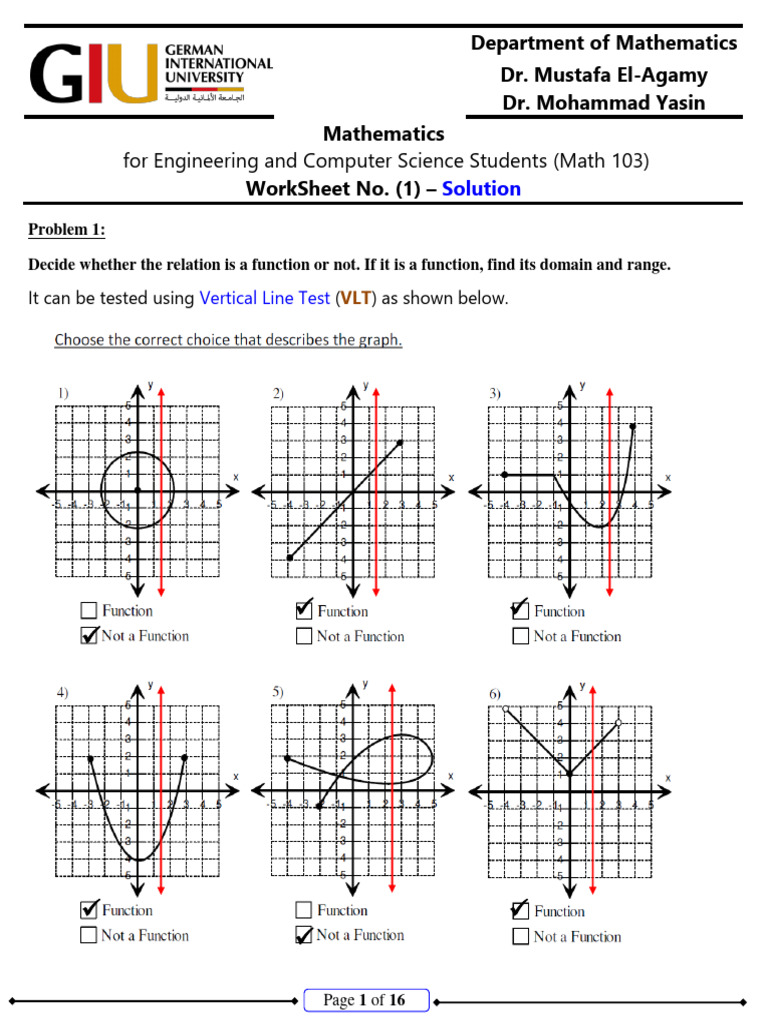 Worksheet 1 Answers | PDF | Function (Mathematics) | Slope