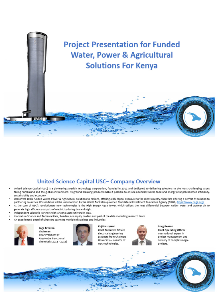 Kenya Water Proposal - 29.11.2018 | PDF | Desalination | Renewable Energy