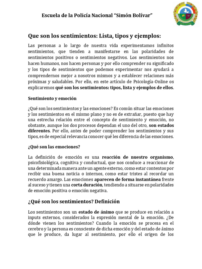 Que Son Los Sentimientos y Las Emociones | PDF | Las emociones | Sensación