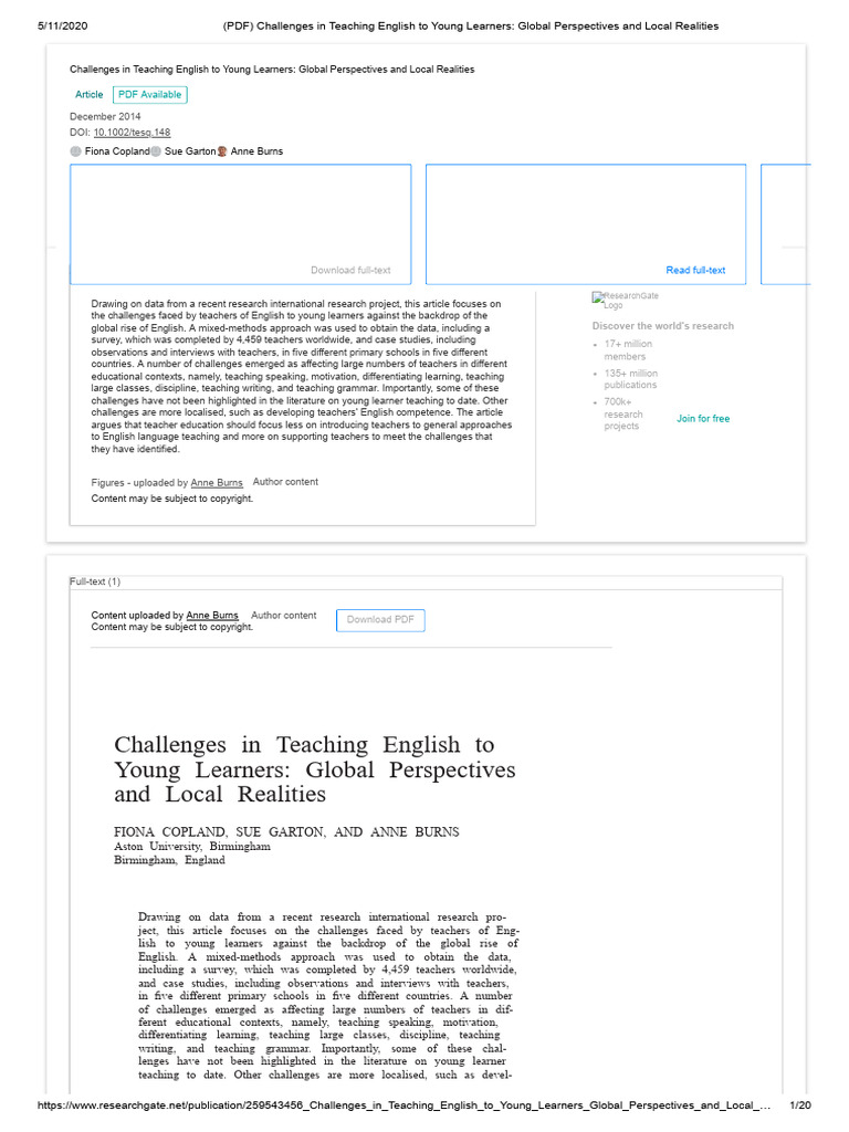 (PDF) Challenges in Teaching English To Young Learners - Global ...