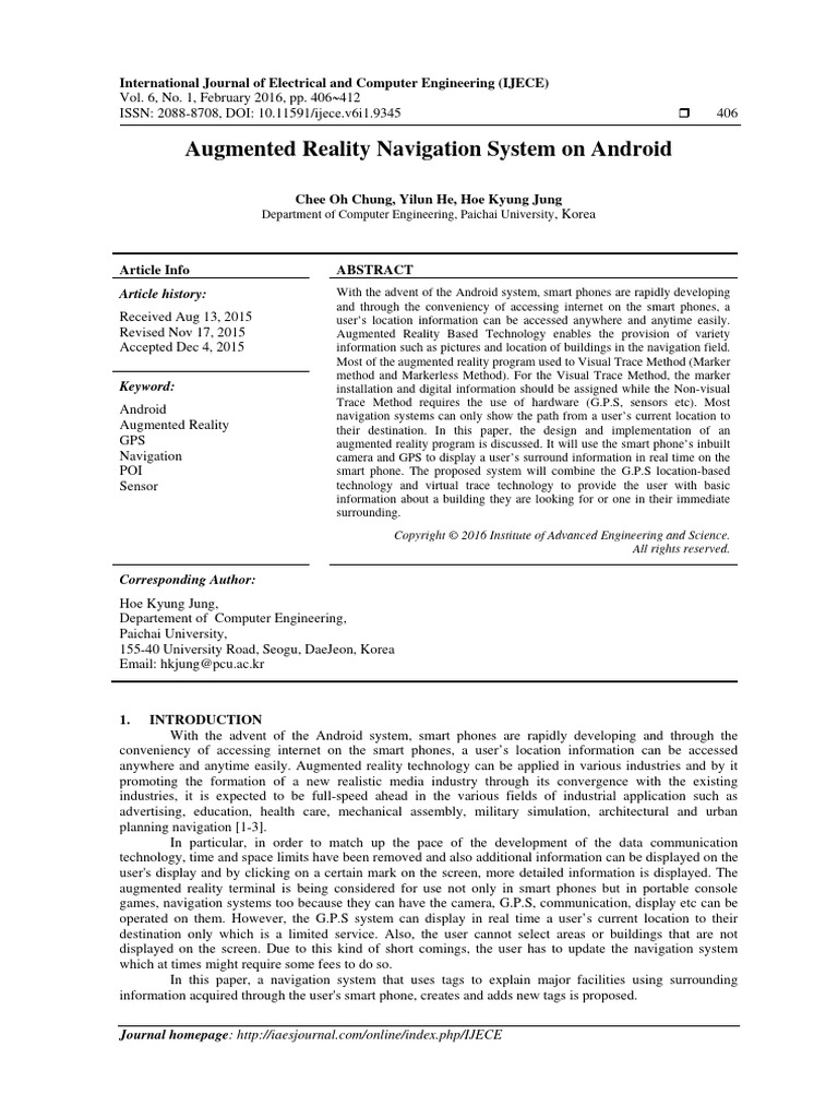 Augmented Reality Navigation System On Android | PDF | Augmented Reality | Smartphone