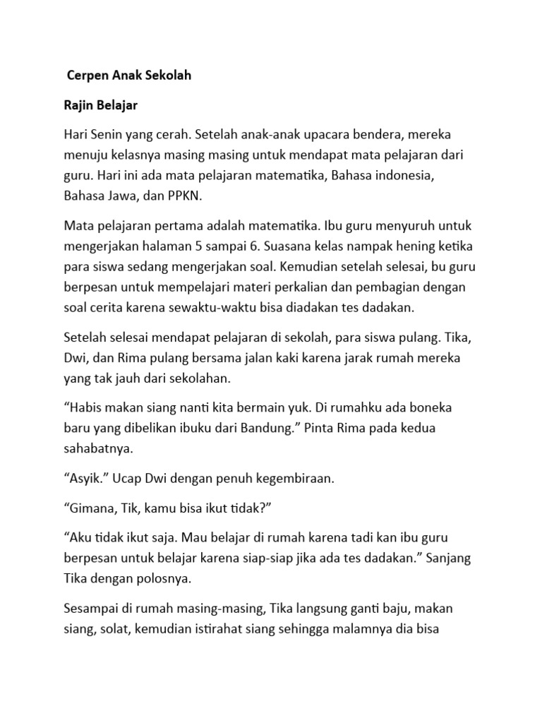 Cerpen Anak Sekolah | PDF
