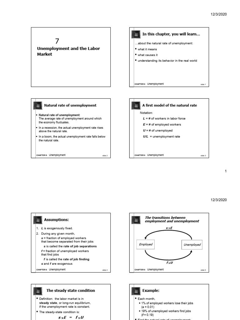 Chapter 7 Unemployment and The Labor Market | PDF | Unemployment | Labour Economics