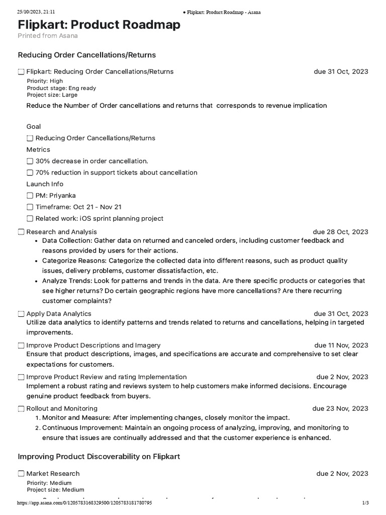 Flipkart - Product Roadmap - Asana | PDF | Mobile App | Data Analysis