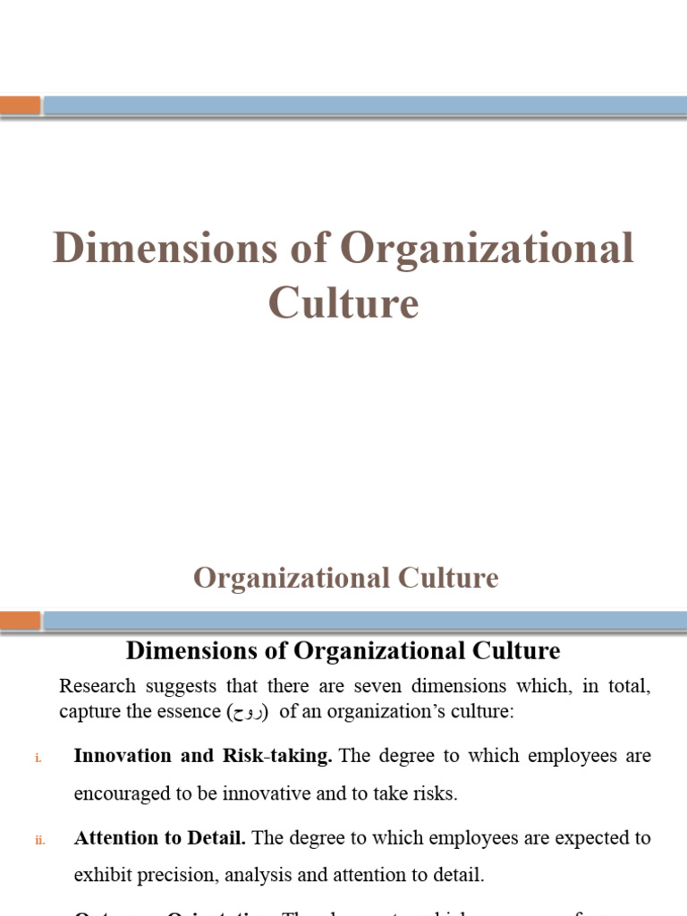 Dimensions of Organizational Culture | PDF Dimensions of Organizational Culture | PDF