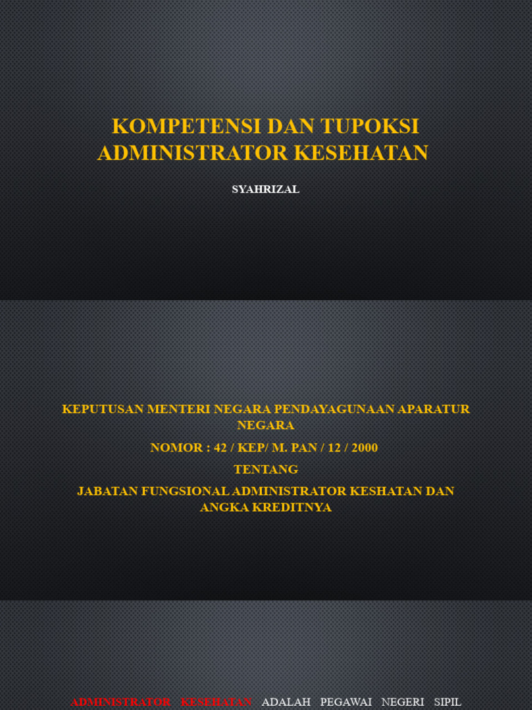Kompetensi dan Tupoksi Adminkes | PDF