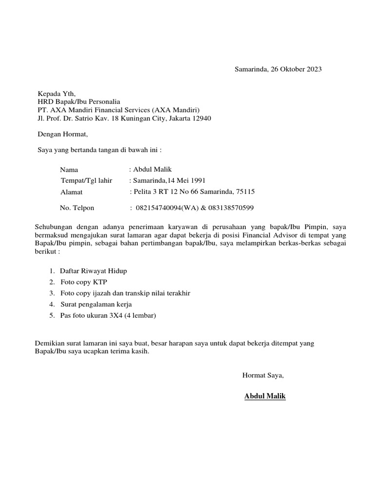 CV Abdul Malik | PDF