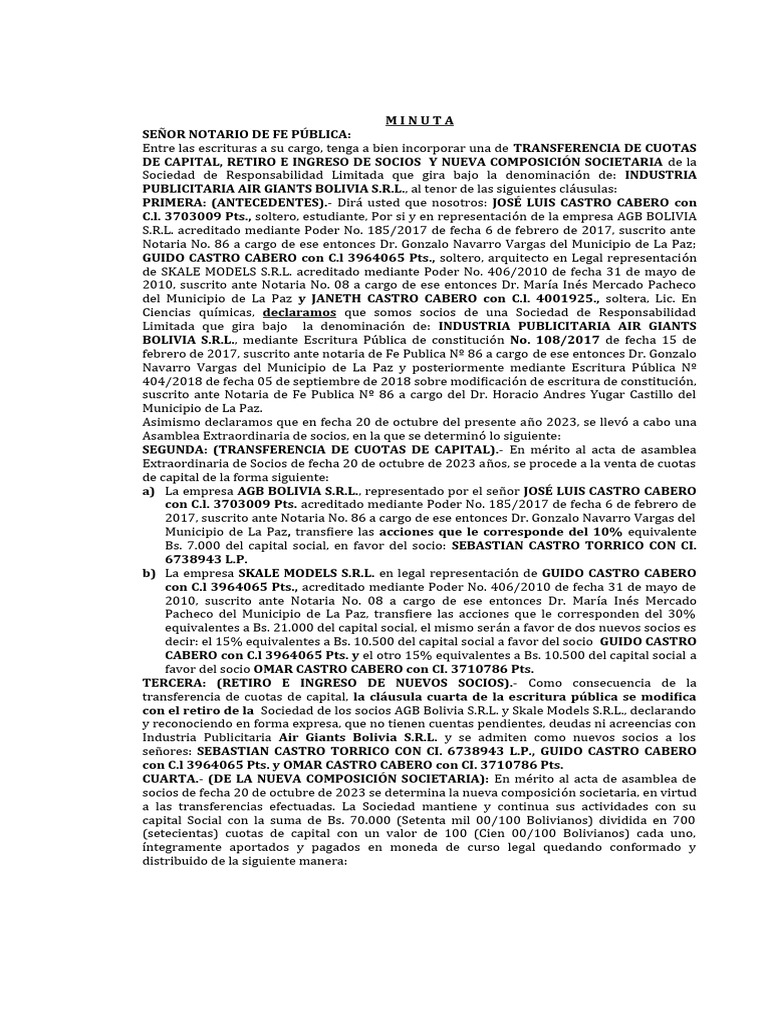 Transferencia de Cuotas de Capital en Bolivia | PDF | Bolivia | Business