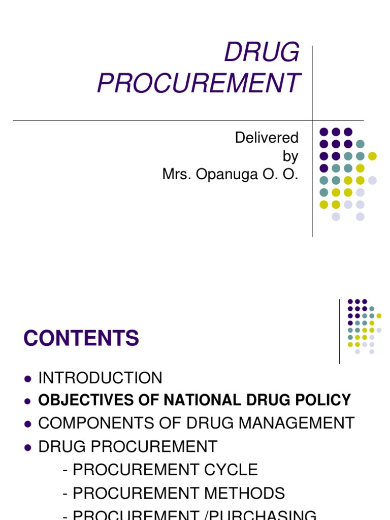 Drug Procurement 10-03-09 | Pharmaceutical Drug | Procurement