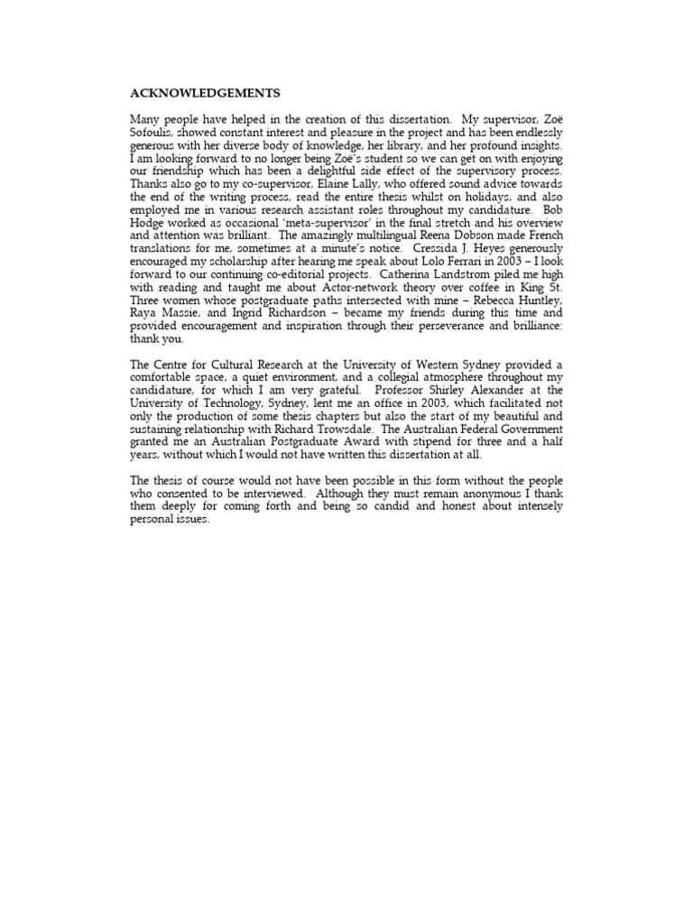 Acknowledgements | PDF | Thesis